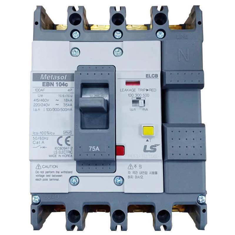 Aptomat chống giật 4 cực LS EBN104c 75A 100/300/500mA