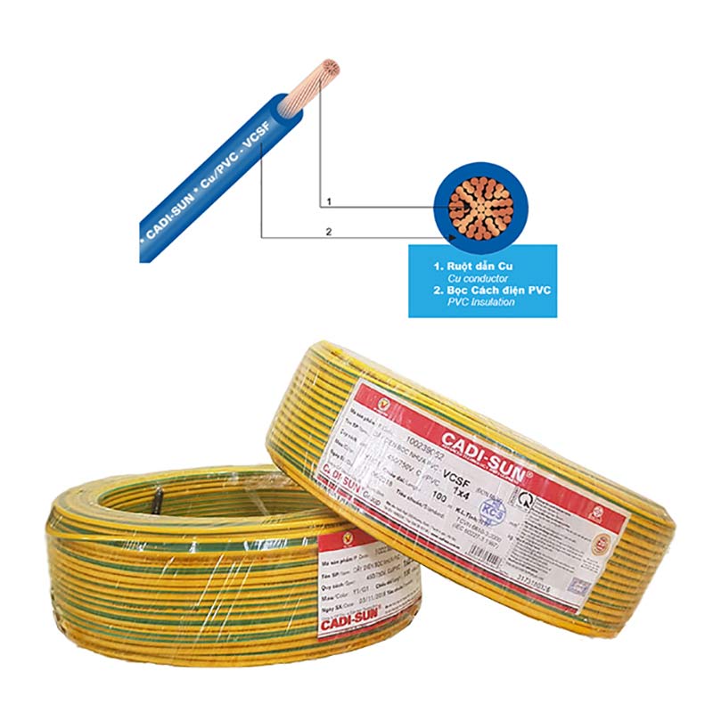 Dây điện đơn mềm ruột đồng CADISUN VCSF 1x4.0-E - baa.vn