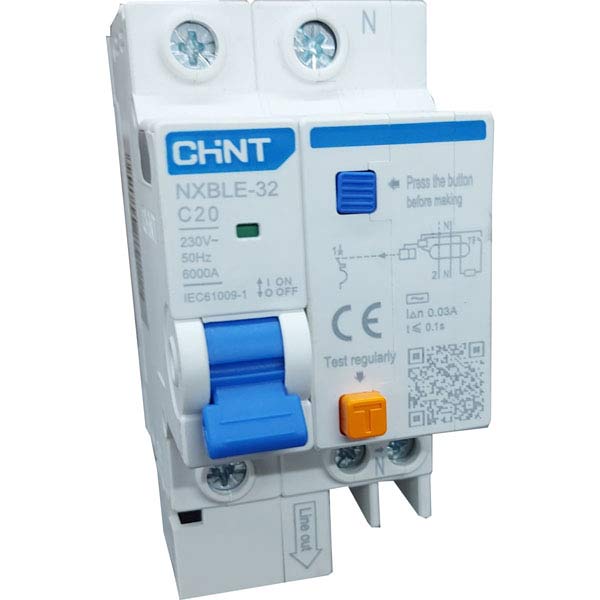 Át chống dòng rò CHINT NXBLE-32 1P+N C20 30mA 6kA - baa.vn