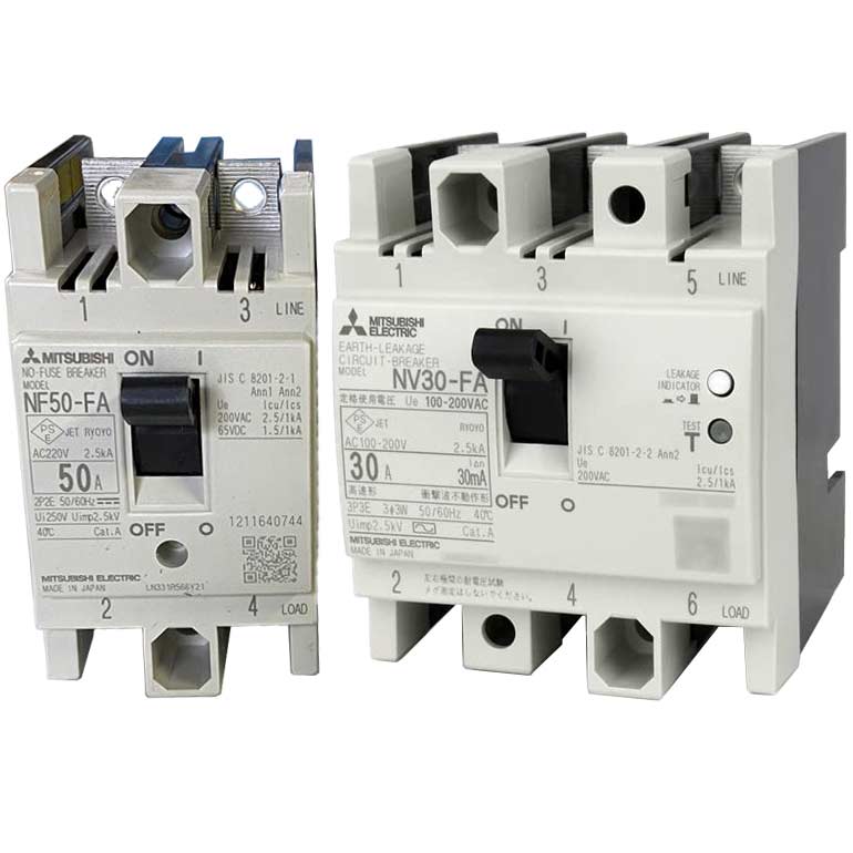 Aptomat chống giật lắp tủ điều khiển MITSUBISHI NV30-FA 2P 20A 100-200V 30MA W - baa.vn